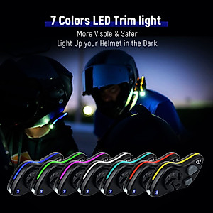 LEXIN 2pcs LX-FT4 Pro 4-Way Motorcycle Bluetooth Headset Featuring Integrated Headlamp with SoS Mode, Amazing Audio, Helmet Intercom Communication System with Type-C Quick Charge for Snowmobile/ATV