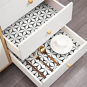 Heroad Wall Paper Peel and Stick Modern Black and White Wallpaper Peel and Stick Boho Geometric Contact Paper for Cabinets and Drawers Renter Friendly Self-Adhesive Removable Waterproof 17.7” x 118”