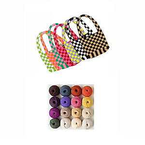 Checkered Bags for Women, Checkered Purse, Checkerboard Tote Bag, Plaid Tote Handbag, Versatile Street Fashion Bag (brown white)