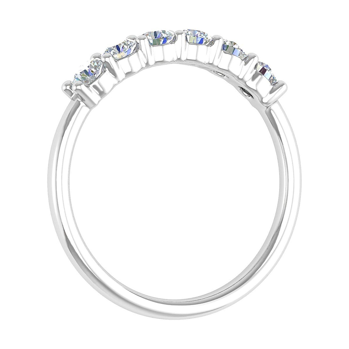 1/2 Carat 6-Stone Diamond Wedding Band Ring in 14K White Gold (Ring Size 5.25)