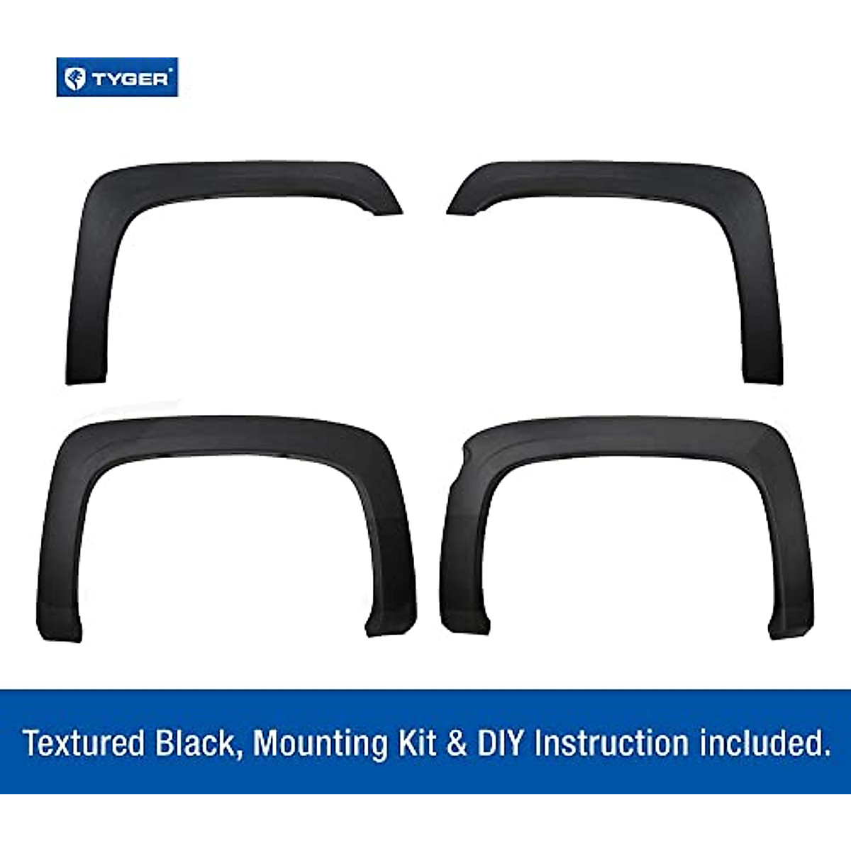 Tyger Auto TG-FF6C4298 for 2007-2013 Chevy Silverado 1500 5.8' Short Bed (NOT for Sierra) | Excl. 2007 Classic models | Paintable Fine-Textured Matte Black Factory Style Fender Flare Set, 4 Piece