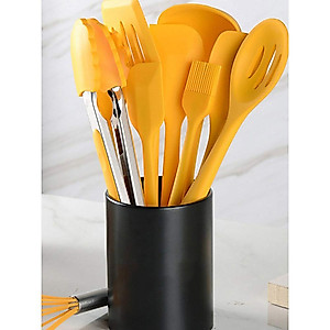 10PC Yellow Silicone Kitchenware Cooking Utensils Set Heat Resistant Kitchen Non-Stick Cooking Utensils with Storage Box