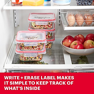 Pyrex Freshlock 10-Pieces 4-Cup Glass Food Storage Containers Set, Airtight & Leakproof Locking Lids, Freezer Dishwasher Microwave Safe