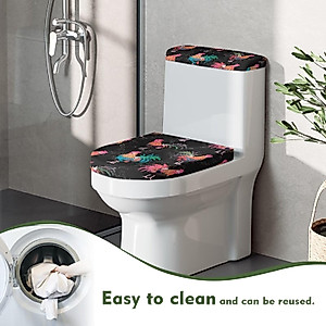 Tomeusey Toilet Lid Cover Set of 2 Pack,Rooster Print Durable Toilet Lid Seat Cover with Elastic Edges,for Home Toilet Tank Lid Cover,Easy to Install