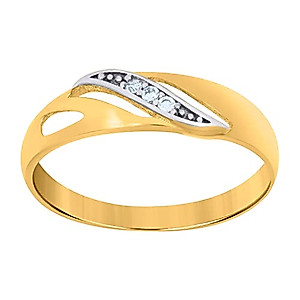 10k Two tone Gold Womens CZ Cubic Zirconia Simulated Diamond Fashion Ring Measures 4.7mm Wide Jewelry for Women