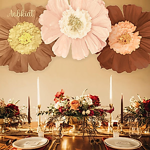 AOBKIAT Fall Baby Shower Decorations for Wall,6PCS Large Paper Flower for Thanksgiving Party,Red Brown Blush Tissue Paper Flowers for Boho Wedding Floral Backdrop,Bridal Shower,Birthday,Archway