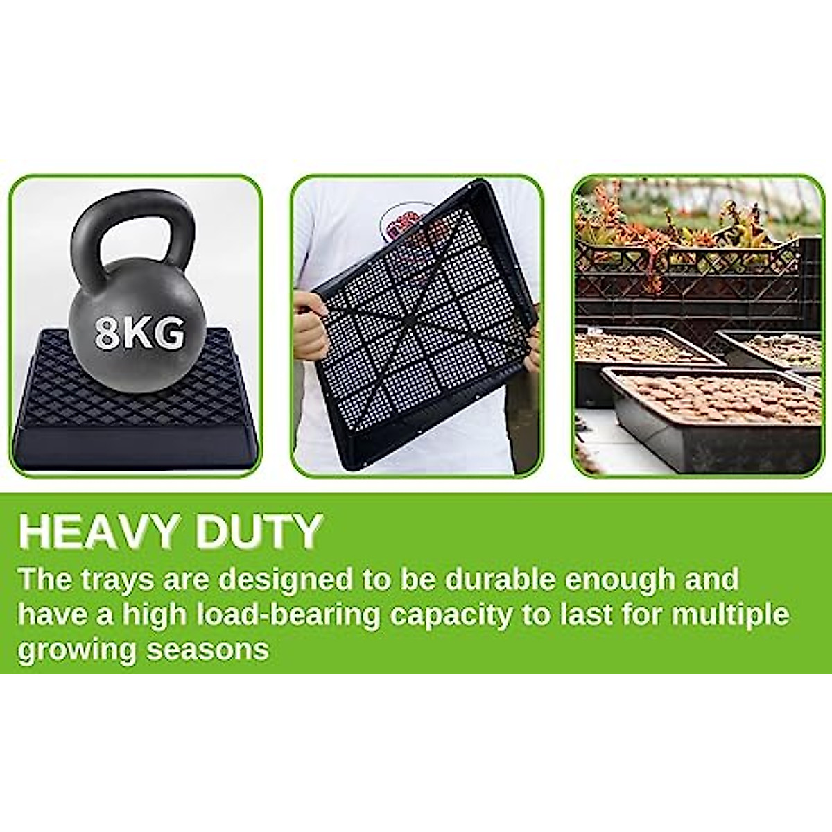 BeGrit Seed Starter Trays 5-Pack 15x12 inch Mesh Tray Plastic Plant Trays Garden Seedling Starter Kit Bonsai Training Pots Succulent Transport Pots with 5 Bases