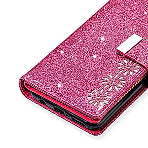 BOYUHII Silicone Protective Case for phone For Samsung Galaxy A50 / A30s / A50s Multi-card Slots Starry Sky Laser Carving Glitter Zipper Horizontal Flip Leather Case with Holder & Wallet & Lanyard ATC