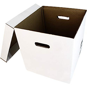 12" Vinyl Record Storage Box - Sturdy Cardboard with Removable Lid - Holds up to 90 Records or Laser Discs - Set of 5 Boxes #12BC13