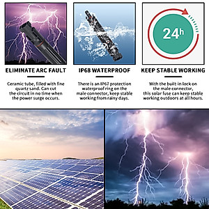 Poyiccot 30A Solar Inline Fuse Holder Connector, 1000V DC Waterproof in-line Fuse Holder, Solar Fuse Connector for Solar Panel and Solar Controller, with 10X38mm Fuse, 1pcs