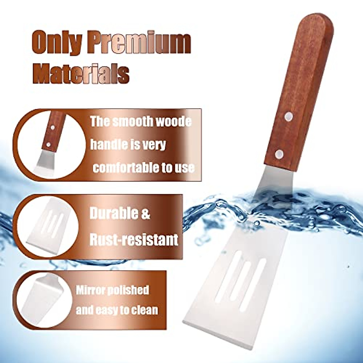 Wood Handle Pie Server and Cake Server Set Stainless Steel Set for Cutting and Serving Desserts, Brownies