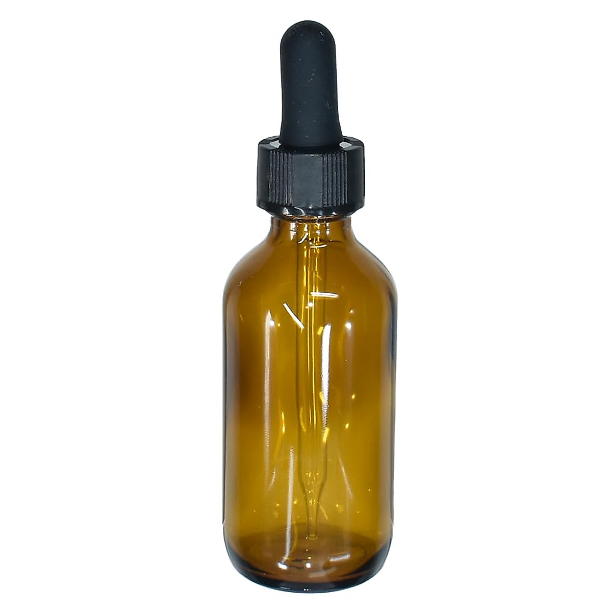 (Pack of 80) 2 oz. Amber Boston Round with Black Glass Dropper