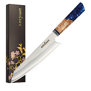 OMISAKU 8 Inch Damascus Chef Knife,Japanese VG10 Super Steel,67 Layer Hand Forged Kichen Knife,Kiritsuke Knife,Meat and Sushi Knife with Gift Box