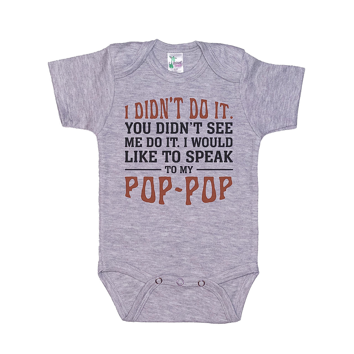 Ebenezer Fire Grandchild Baby Onesie/Speak to My Pop-Pop/Unisex Newborn Bodysuit (0-3M, Grey SS (Black Text))