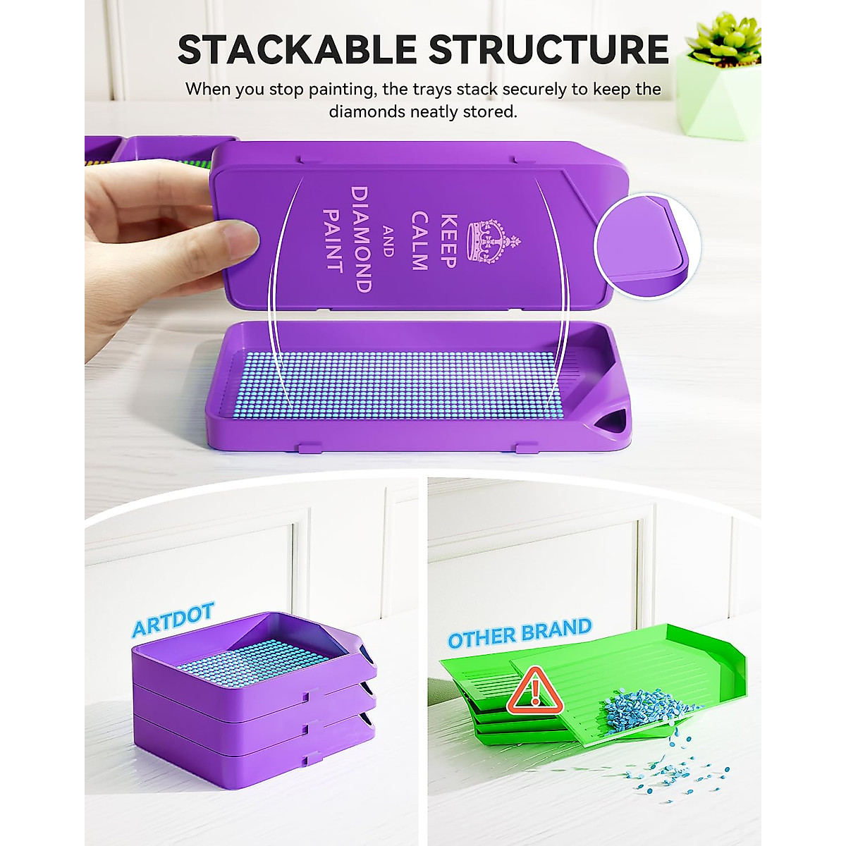 ARTDOT 10-Piece Interlocking Diamond Art Trays Kits for Adults, Stackable Diamond Painting Accessories and Tools