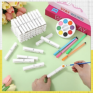 Honeydak 300 Pcs Christmas Large Clothes Pins 3.9 Inch Wooden Clothespins for Photos Clothes Pins for Hanging Crafts Pictures Laundry Outdoor Clothes Clips(White)