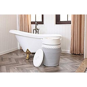 26" x 20" Tall Extra Large Storage Basket with Lid, Cotton Rope Storage Baskets, Woven Laundry Hamper with Cover, Toy Storage Bin, for Toys Blanket in Living Room, Baby Nursery, White/Grey