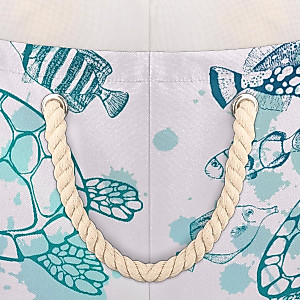 ADTASU Turtle Round Storage Basket for Boys Girls, Collapsible Storage Bins, Fabric Storage Laundry Baskets with Handle for Organizing Closet, Toys, Towels