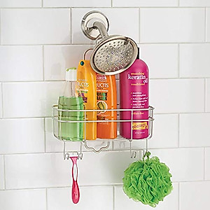 iDesign InterDesign Hanging Organizer with Swivel Hook and Storage Basket for Bathroom Matte Satin Euro Shower Caddy