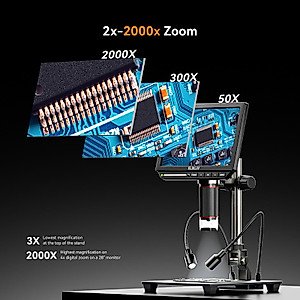 4K Digital Microscope, Elikliv EM4K 8" Coin Microscopes 2000x, 52MP HDMI Microscopes, Soldering Microscope for Adults, Micro scopes for Electronics Repair, 3840P UHD Video Micro socpe, 10" Stand, 64G