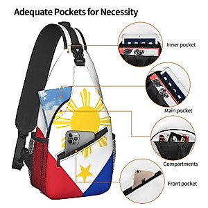 Hicyyu Philippine Flag-5 Outdoor Crossbody Shoulder Bag For Unisex Young Adult Hiking Sling Backpack