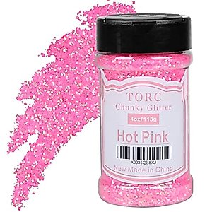 TORC Iridescent Hot Pink Chunky Glitter 4 OZ Glitter for Resin Crafts Tumblers Cosmetic Makeup Nail Art Festival Decoration