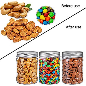 Fasmov 21 Pack 12 Ounce Clear Plastic Jars Containers with Screw On Lids, Round Empty Plastic Slime Storage Containers for Kitchen & Household Storage - BPA Free