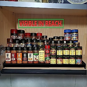 Jojocross Spice Rack Organizer for Cabinet, 3-Tier Expandable Spice Storage,Great for Kitchen Cabinet,Cupboard,Pantry and Countertop More 1 Pack/Black