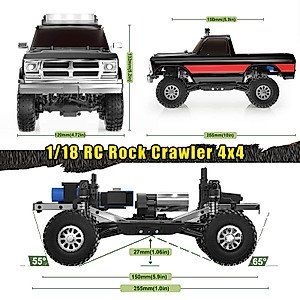 PANDA HOBBY 1/18 Tetra X2T RC Crawler,RC Rock Crawler 4x4,4WD Off Road RC Cars for Adults,RTR Remote Control Car,1:18 Scale RC Truck Cruiser Vehicle, All Terrains Waterproof Hobby RC Model Car,Black