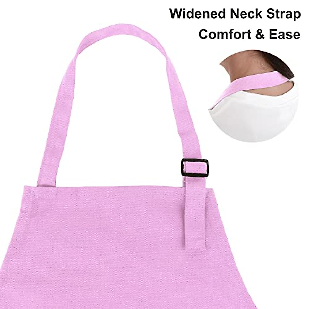 TopTie Kids Apron and Chef Hat Set, Adjustable Cotton Child Cooking Kitchen Apron, S-XXL-light pink-S