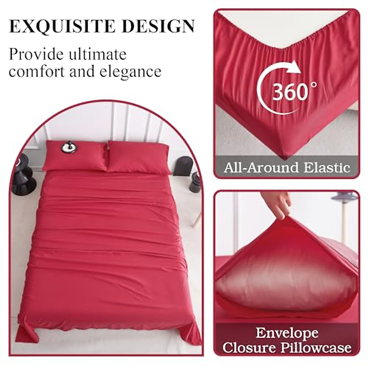 Queen Sheet Set - Soft Bed Sheets for Queen Size Bed, Extra Deep Pocket Hotel Luxury Sheets, Cooling Breathable Bedding Sheets and Pillowcases, Wrinkle Free Oeko-Tex Sheets 4 Piece