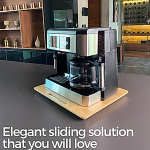 Ibyx Elegant Sliding Tray for Your Coffee Maker & Heavy Kitchen Appliances - Sturdy, Slides Easily from Under The Cabinet (Natural, 13”W x 10.5”D)