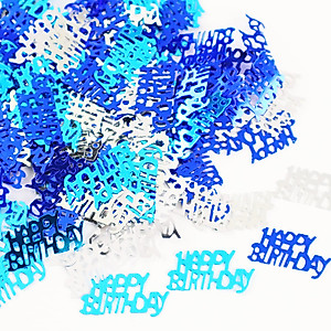 Hrovsur Happy Birthday Confetti for table - Blue Table Confetti Sprinkling Scatter Blue Birthday Decoration Party Supplies, Blue and Silver Birthday Decorations, Party Supplies (Blue and Silver)