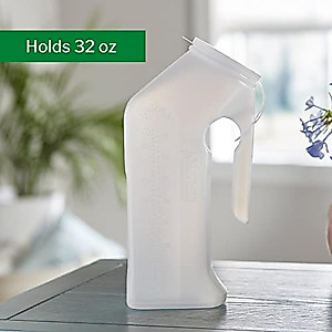 McKesson Male Urinal with Transparent Lid - Translucent Body, Graduated, Plastic - 1 qt / 1000 mL, 12 Count