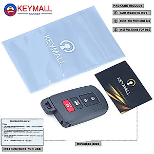 Keymall Keyless Entry Smart Prox Remote Key Fob Replacement for Toyota Avalon Camry Corolla 2013-2018 4 Buttons(281451-0020 G Board FCC ID:HYQ14FBA PN:89904-06140)