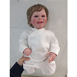 ROSHUAN Smiling Realistic Reborn Baby Dolls Girl Boy Harper with Mouth Open 20 Inch Real Life Baby Dolls Rooted Hair Vinyl Cloth Body Weighted Realistic Newborn Baby Doll That Look Real for Kids Gift