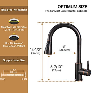 APPASO Oil Rubbed Bronze Kitchen Faucet, Stainless Steel Kitchen Faucet with Soap Dispenser and Pull Down Sprayer, High Arch Faucet Kitchen Bronze for 1 or 2 Hole Sink Without Deck Plate