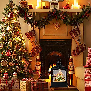 Eldnacele Musical Snow Globe Lantern with Timer, Lighted USB/Battery Operated Swirling Singing Water Glittering Lantern, Snow Globes Lantern for Adults and Kids Christmas Decoration- Santa