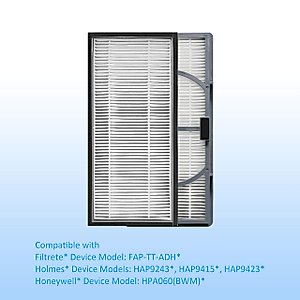 WOCASE A/D/H True HEPA Replacement Filter, Advanced Allergen + Bacteria & Virus, Compatible with Filtrete FAP-TT-ADH, Replacement for Holmes HAP9243, Compare to AND Honeywell HPA060(BWM), 2 Pack
