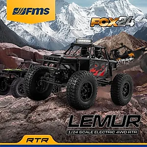 BEEZRC FMS 1/24 RC Crawler Lemur RTR FCX24 4WD 2.4GHz RC Rock Truck RC Car Offroad Mini Model Car Hobby Grade Remote Control Car with LED Lights (Green) FMS12404RTRGN