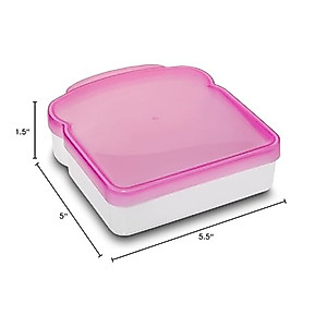 Kitchen & Cabana Small Sandwich Containers in 3 Fun Colors - Easy Open & Close and BPA Free (3 Pack - Blue/Green/Pink)