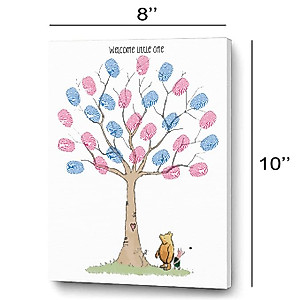 Gender Reveal Fingerprint Tree for Baby Shower, Bear Baby Shower Gender Reveal Game, Cute Bear Pig Tree Baby Shower Guest Book Party Ideas for, Gender Reveal Party Ideas, Gender Reveal Keepsake Game