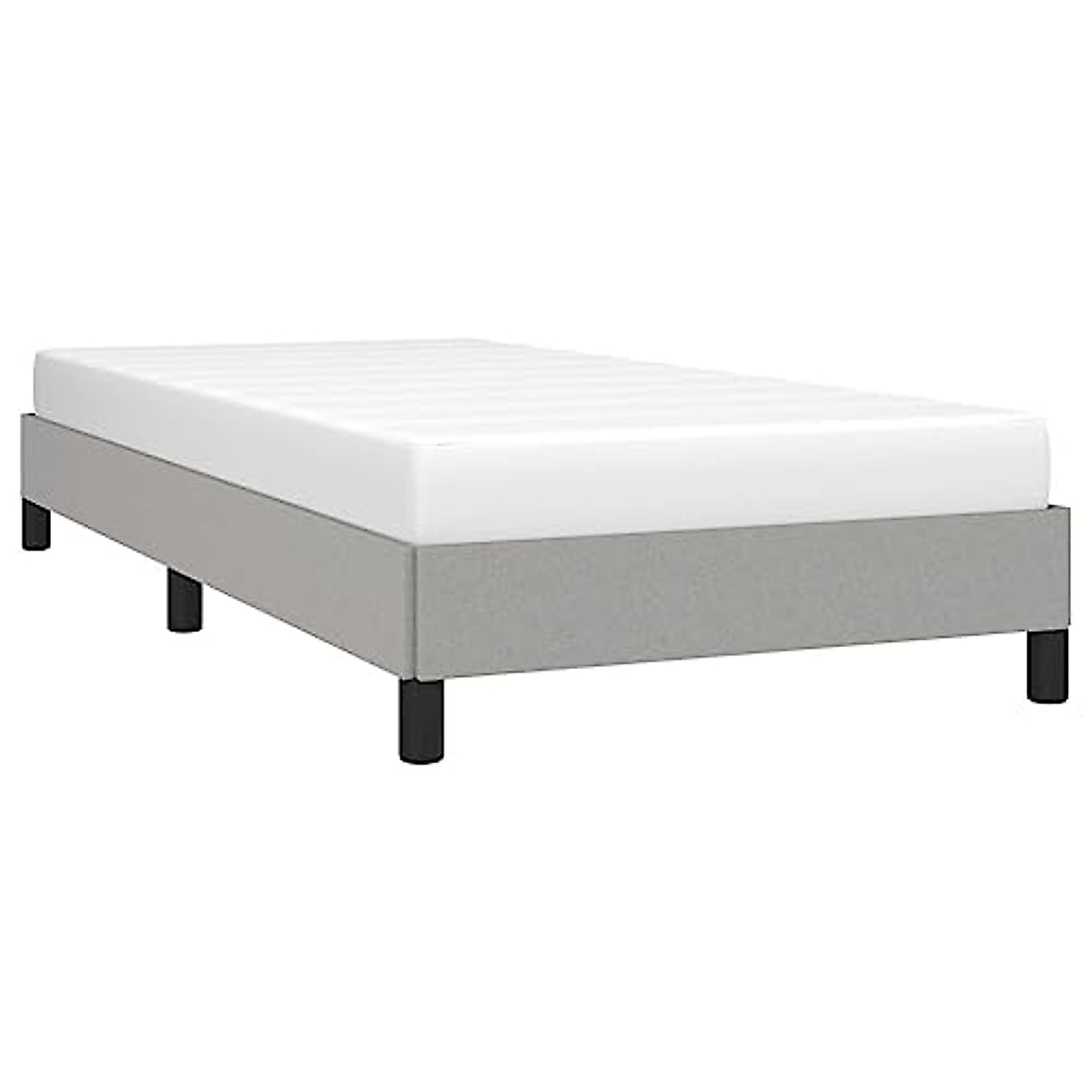 vidaXL Bed Frame, Upholstered Platform Bed, Single Bed Base with Wooden Slats Support for Bedroom, Light Gray 39.4"x74.8" Twin Fabric