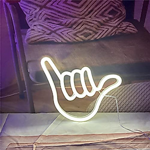 led Hand Shape Finger Neon Sign Lights Decorative Neon Lights for Home Bedroom Bar Restaurant Christmas Birthday Party Gift Art Wall Decoration Light-White