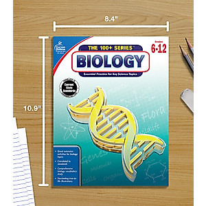 Carson Dellosa The 100 Series: Biology Workbook—Grades 6-12 Science, Matter, Atoms, Cells, Genetics, Elements, Bonds, Classroom or Homeschool Curriculum (128 pgs)