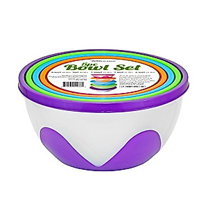 Nested & Stackable Bowl/Food Storage Containers, Silicone Plastic 5 Piece Multi-Purpose Set