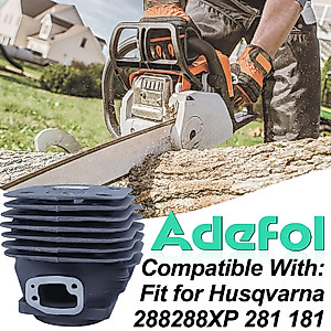 Adefol 54mm Cylinder Piston Carb 30pcs Kit for Husqvarna 288XP 181 281 288 Chainsaw with Intake Manifold Decompression Valve Choke Rod Chain Bar Plate Replacement Parts for 503506301 503 90 74-71