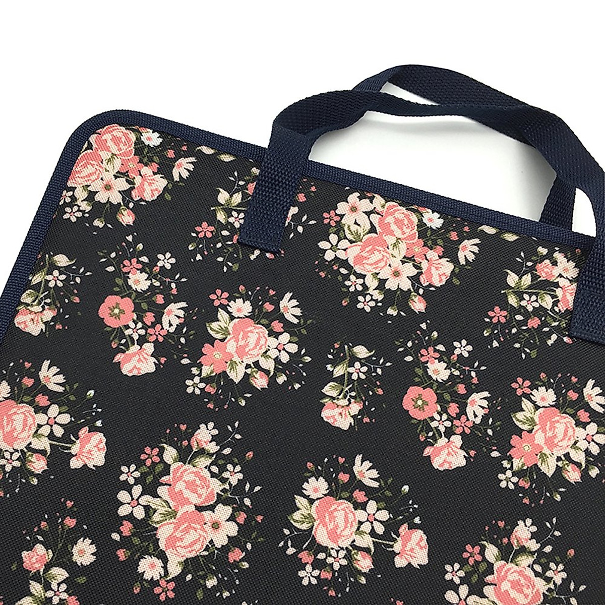 Ozzptuu Floral Printed Canvas A4 Size 13 Pockets Expandable File Folder Accordion Document Organizer with Portable Handle