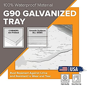 Pinnacle Systems Frisco Metal Replacement Crate Tray for Heavy Duty Single and Double Door Dog Crate Chew Proof Crack Proof Multipurpose Tray (Galvanized, 47.25" L X 29.25" W X 1")