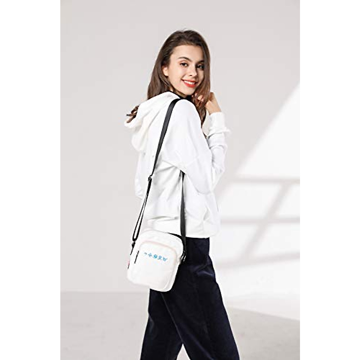 Togood Cell Phone Wallet Canvas Pocket Purse Small Crossbody Bags for women/men (White)